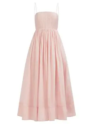 Aje Cotton-silk Midi Dress - Pink