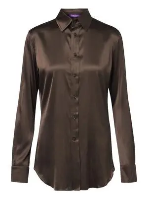Ralph Lauren Silk-blend Satin Shirt - Brown