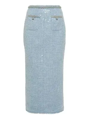 SELF-PORTRAIT Sequined Bouclé Midi Skirt