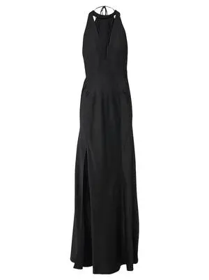 Victoria Beckham Paneled Crepe Satin Gown - Black