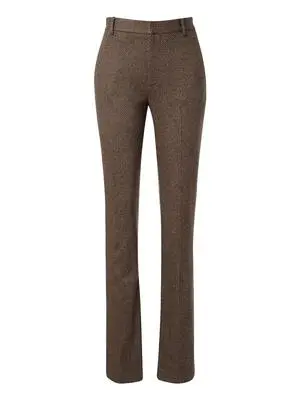 Ralph Lauren Tailored Wool, Silk And Cashmere Straight Leg Trousers - Brown