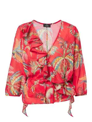 Etro Floral Cotton Wrap Top - Multicoloured