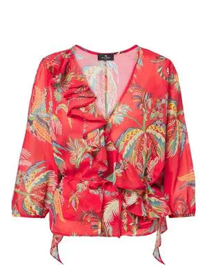 ETRO Floral Cotton Wrap Top