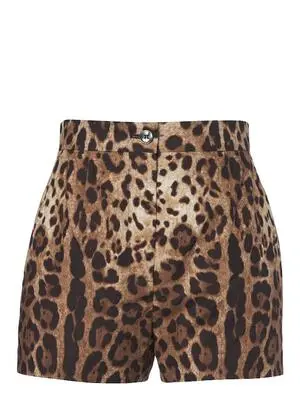 Dolce & Gabbana Leopard-print Cotton Shorts - Brown