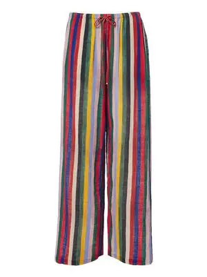 Staud Mateo Striped Cotton Wide-leg Trousers - Multicoloured