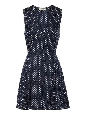 DÔEN Aubrey Polka Dot Silk-blend Minidress - Blue