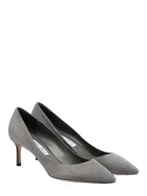 JIMMY CHOO Romy Suede Pointed Toe Pumps - Grey