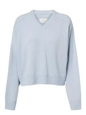 Loulou De Saison Loulou De Saison Cropped Cashmere V-Neck Sweater Blue