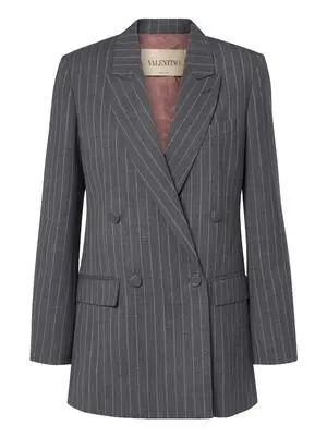 Valentino Garavani Virgin Wool Pinstripe Blazer - Grey