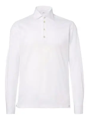 Kiton Cotton Poplin Polo Top - White