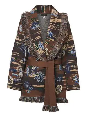 Alanui Texhawaii Jacquard Wool-blend Cardigan - Brown