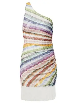Missoni Chevron Fringed One-shoulder Beach Dress - Multicoloured
