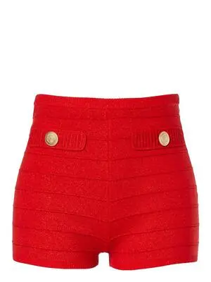 Retrofete Sandra Knitted Shorts In Metallic Ger - Red
