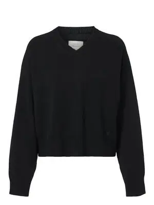 Loulou De Saison Anzor Cropped Cashmere V-neck Jumper - Black