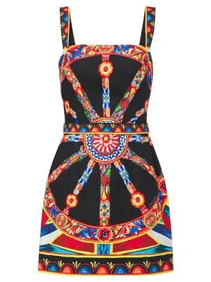 Dolce & Gabbana Carretto Print Cotton Poplin Mini Dress - Multicoloured