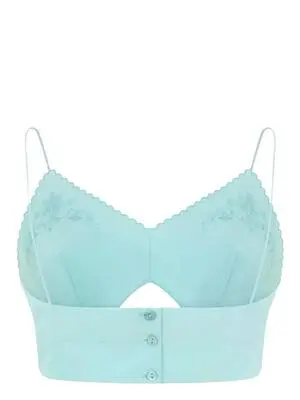 Alberta Ferretti Scalloped Floral-embroidered Top - Blue