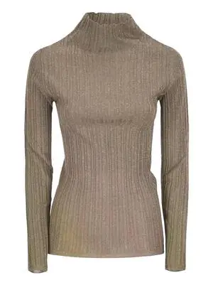 Fabiana Filippi Fine-knit Turtleneck Top - Brown