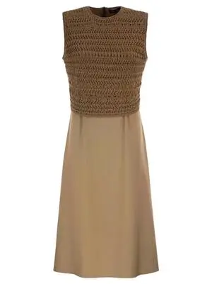 Fabiana Filippi Sleeveless Crochet Bodice Midi Dress - Brown