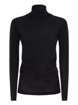 Fabiana Filippi Dark Fine-gauge Knit Roll Neck Long Sleeve Sweater - Blue