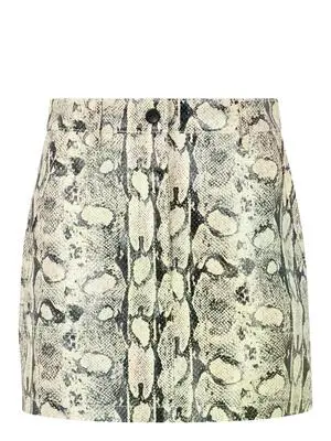 Alberta Ferretti A-line Snake-effect Leather Skirt - Neutrals