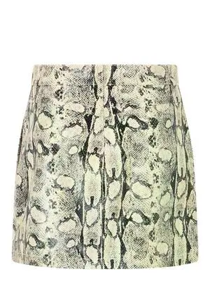 Alberta Ferretti Snake-effect Leather A-line Skirt - Neutrals