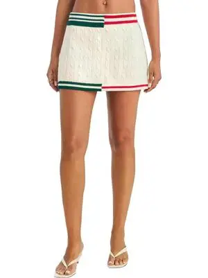 SEROYA Pearson Cable-knit Skirt - Neutrals