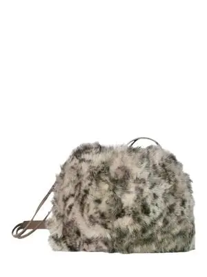 Brunello Cucinelli Lynx-effect Shearling Pouch Bag With Monili - Neutrals