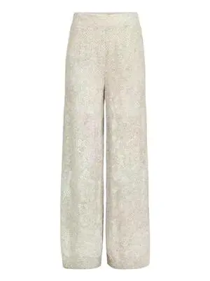 Brunello Cucinelli Sparkling Mohair And Virgin Wool Knit Track Trousers - Neutrals