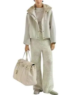 Brunello Cucinelli Sparkling Mohair And Virgin Wool Knit Track Trousers - Neutrals