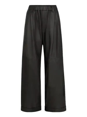 Brunello Cucinelli Nappa Leather Baggy Trousers - Black