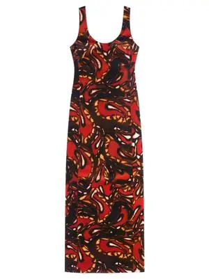 Dries Van Noten Long Velvet Dress - Red