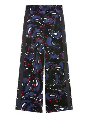 Dries Van Noten Dries Van Noten Wide Leg Printed Velvet Trousers Blue