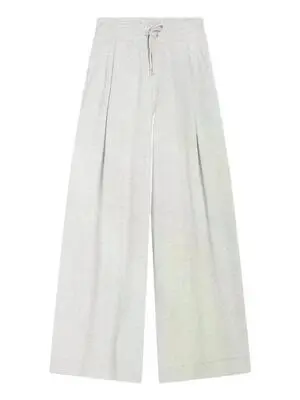 Dries Van Noten Mélange Cotton Jersey Wide Leg Sweatpants - Grey