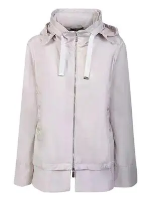 MOORER Drawstring Hooded Zip-up Jacket - Neutrals