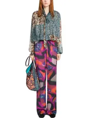 Dries Van Noten Elasticated Moiré Print Straight-leg Trousers - Pink