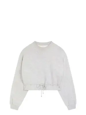 Dries Van Noten Cropped Mélange Cotton Jersey Sweatshirt - Grey
