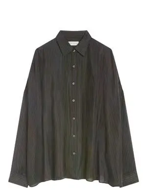 Dries Van Noten Striped Cupro Cocoon Shirt - Black
