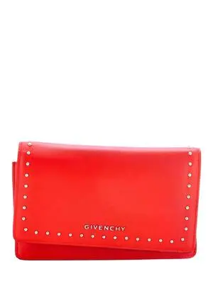 Givenchy Pandora Chain Wallet Studded Leather Crossbody Bag - Red