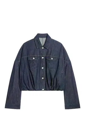 Dries Van Noten Gathered Denim Jacket - Blue