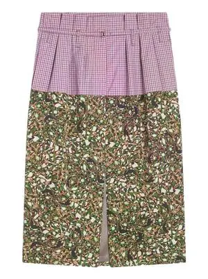 Dries Van Noten Belted Contrast Skirt - Green