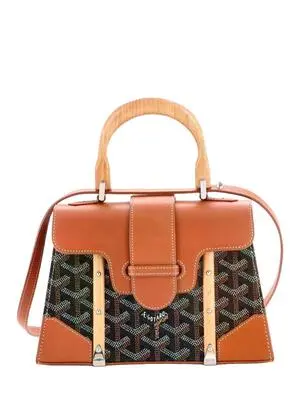 Goyard Structured Saigon Top Handle Bag Coated Canvas With Leather Mini Satchel - Brown