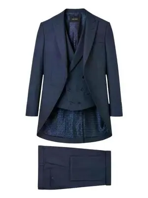 RAMON SANJURJO Three-piece Morning Peak-lapels Dinner Suit - Blue