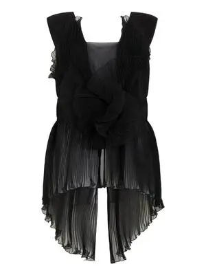 Alberta Ferretti Pleated Silk-chiffon Sleeveless Top - Black