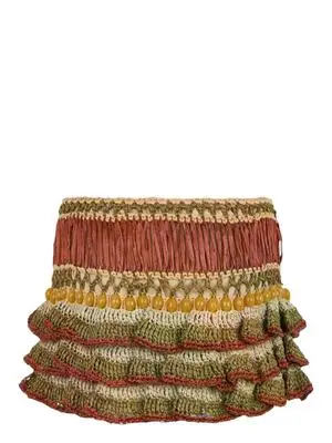 ALBERTA FERRETTI Alberta Ferretti Ruffled Bead-Embellished Mini Skirt