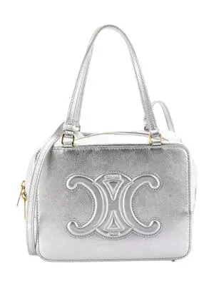 Celine Cuir Triomphe Folded Cube Bag Leather Shoulder Bag - Silver