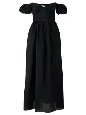 Matteau Off-shoulder Gathered Midi Dress - Black