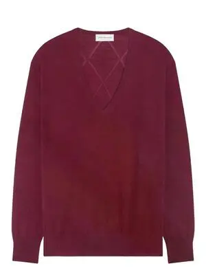 Dries Van Noten Merino Wool V-neck Sweater - Red