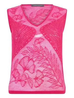 Alberta Ferretti Sleeveless V-neck Knit Top - Pink