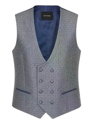 RAMON SANJURJO Geometric Pattern Double-breasted Waistcoat - Grey