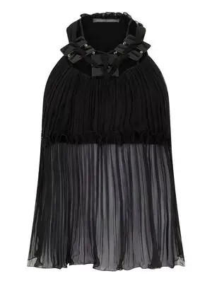 Alberta Ferretti Ruffled Pleated Halter Neck Top - Black